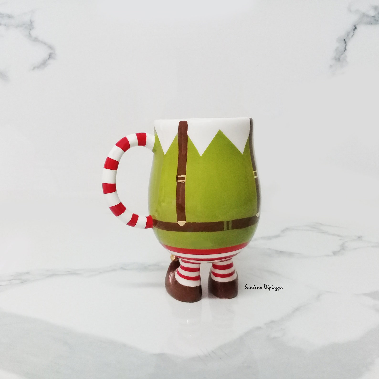 Green Elf Coffee Mug Christmas Gift Cup Candy Cane Mugs | Etsy