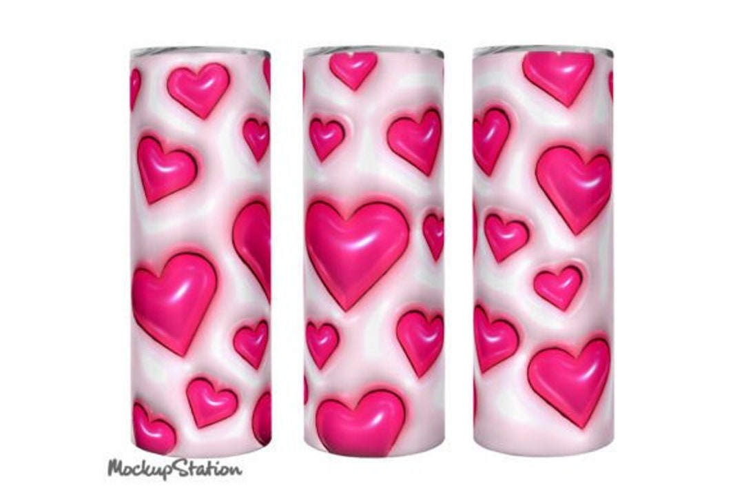 3D Inflated Puff Hearts Tumbler Wrap PNG - Etsy