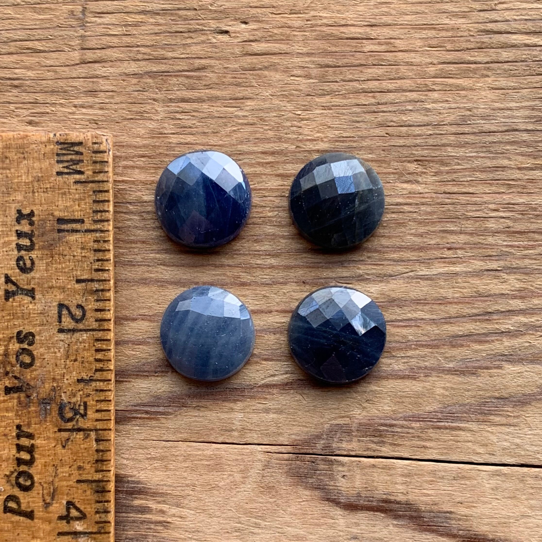 Blue sapphire round rosecut cabochons 4 pieces 15.50ct | Etsy