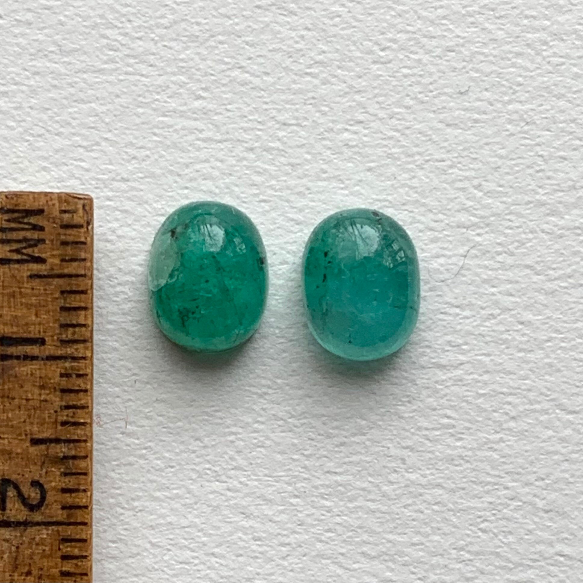 Natural emerald oval cabochons pair from Brazil 5.67ct | Etsy