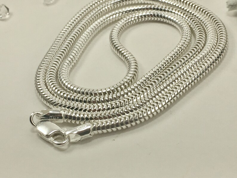 24 Sterling Silver Snake Chain 3mm Thick Sturdy Lobster | Etsy