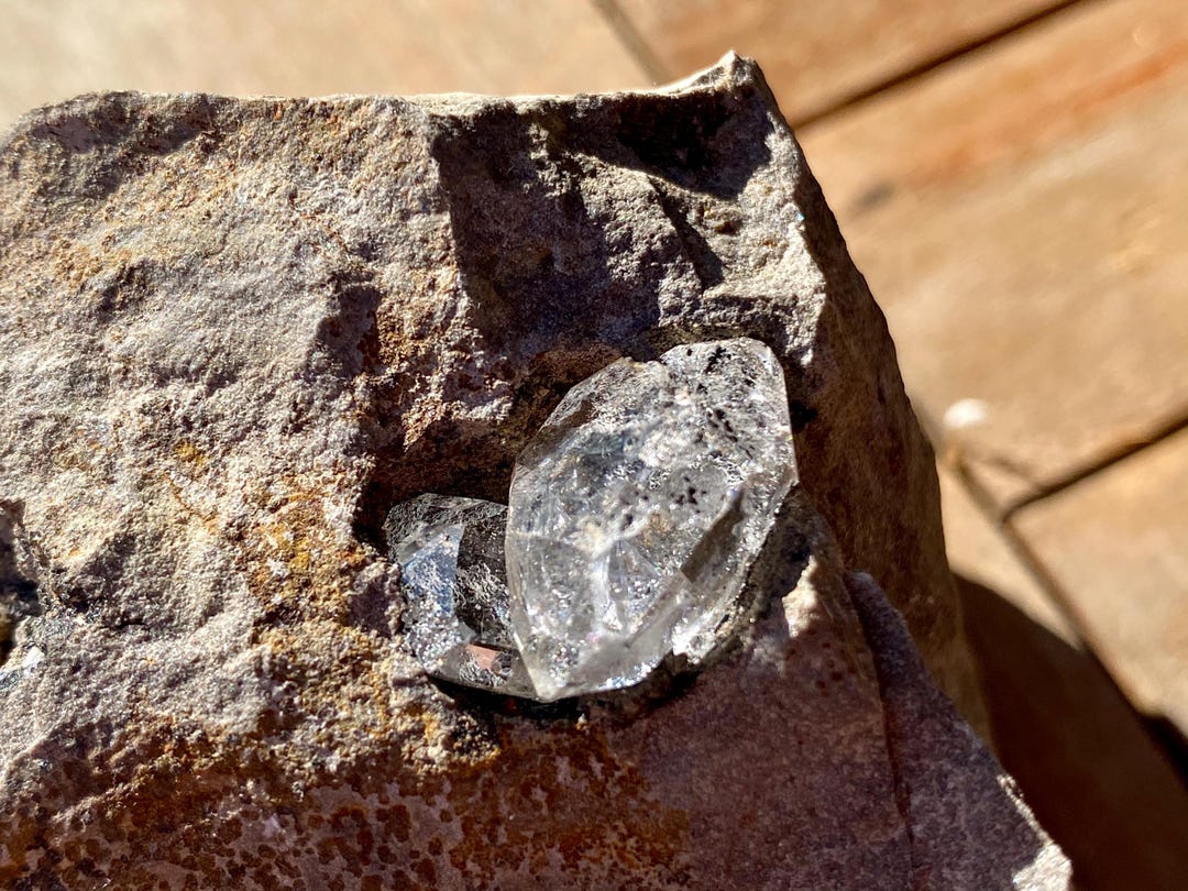2 Herkimer Diamond Crystals in Matrix Double Terminated Quartz Crystal ...