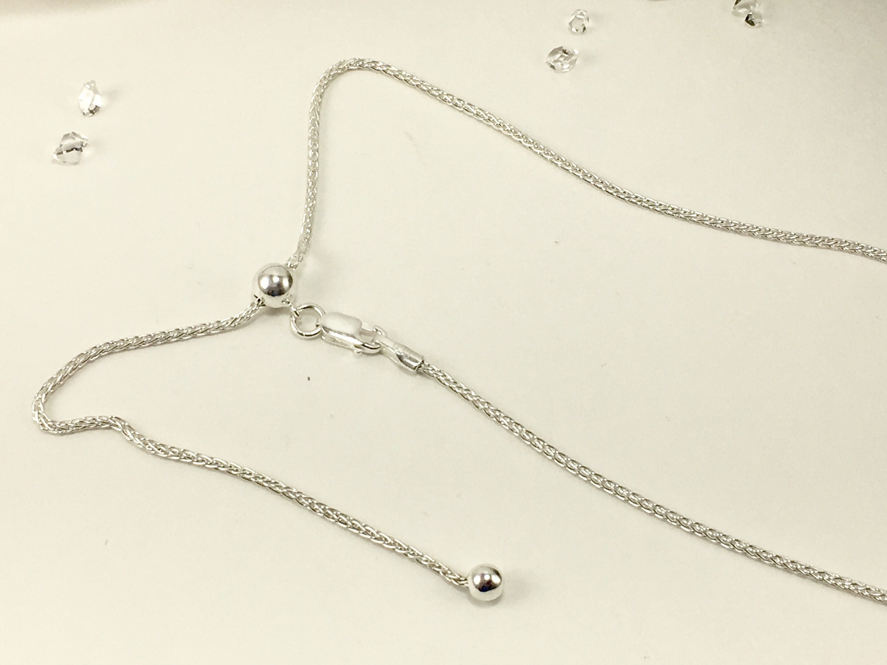22 Sterling Silver Fully Adjustable Slider Chain 1.3mm | Etsy
