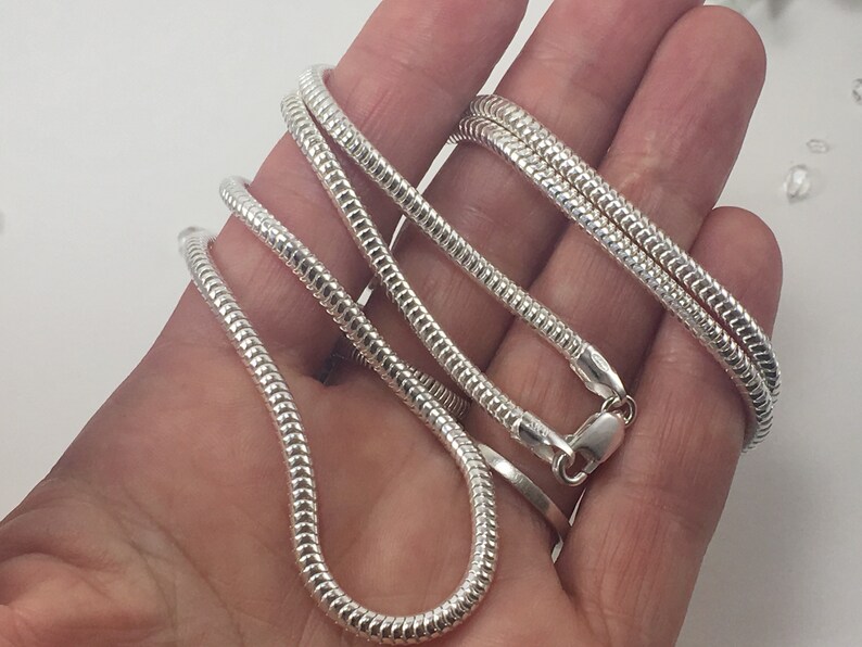 24 Sterling Silver Snake Chain 3mm Thick Sturdy Lobster | Etsy