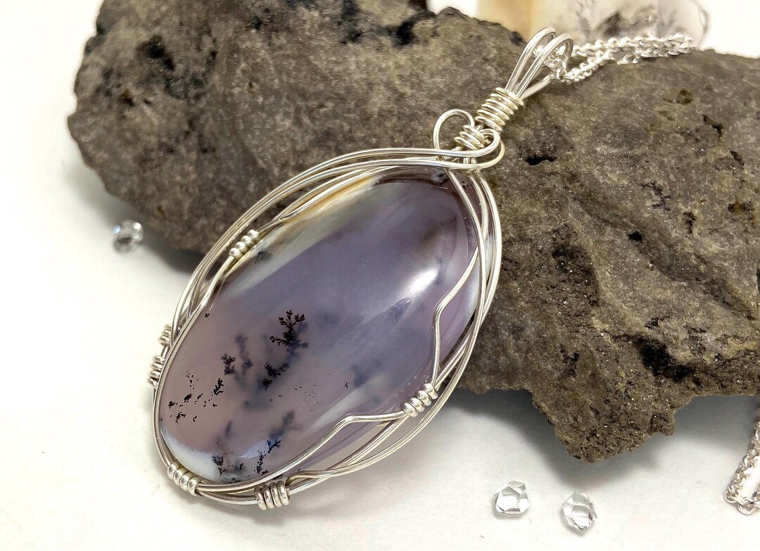 Purple + White Opal With Tree Dendrite Inclusions Sterling Silver ...