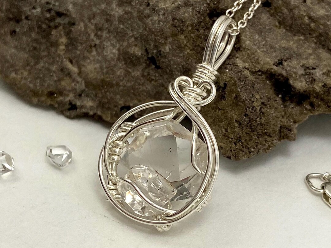 Cluster Herkimer Diamond Pendant With Multistone Genuine Clear NY ...