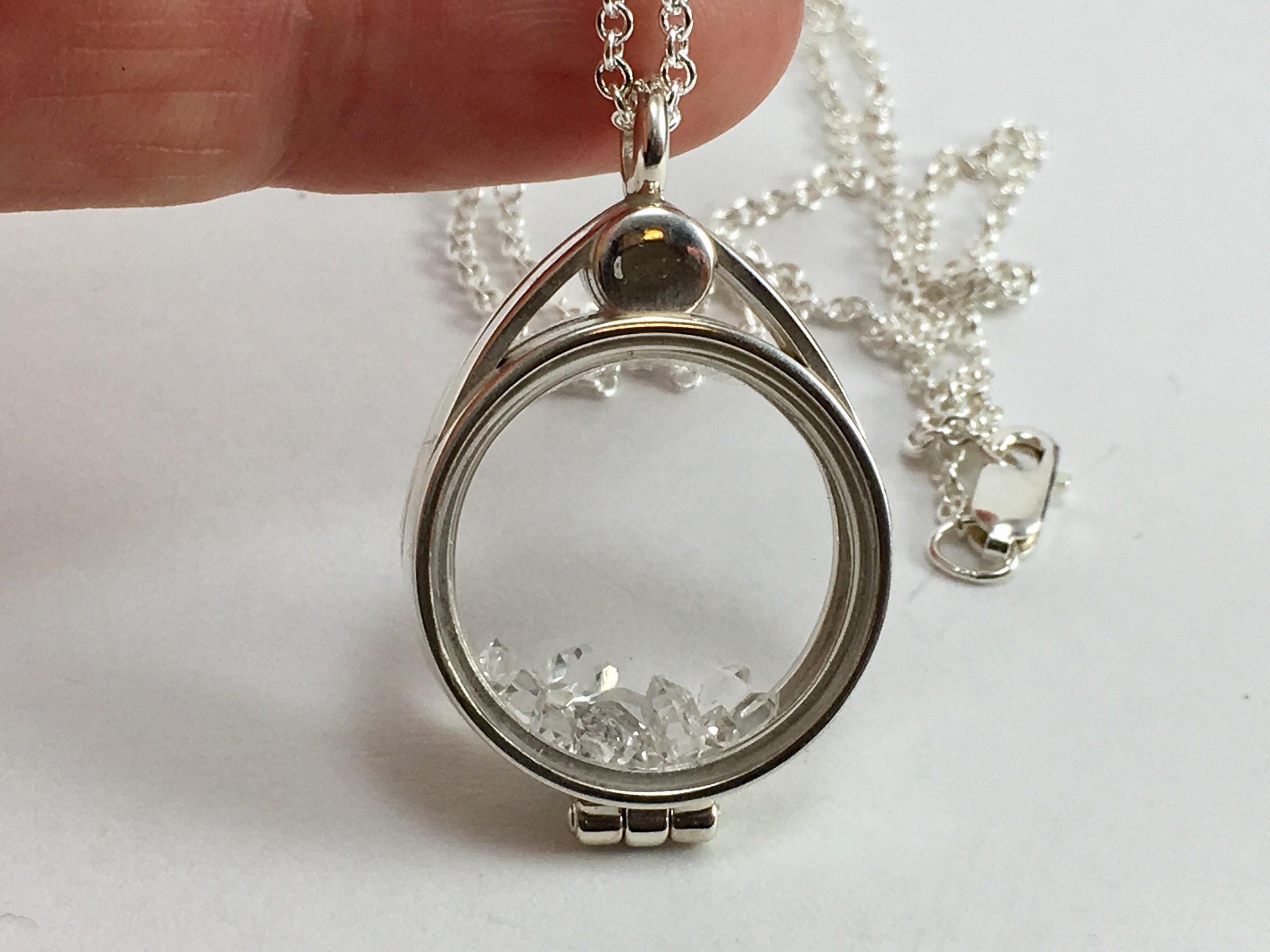 Sterling Silver Empty Glass Locket Necklace Floating Locket - Etsy