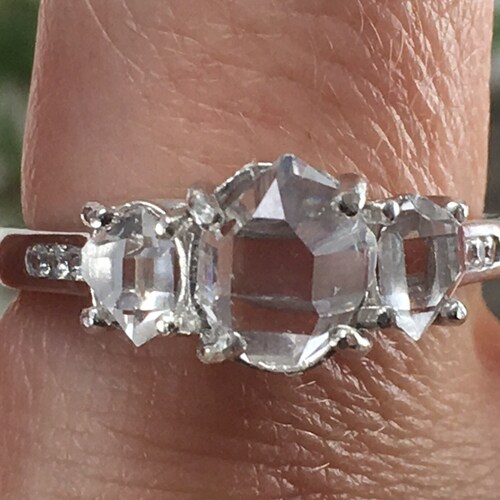 Faceted Herkimer Diamond Clear Crystal Ring 4x6mm NY Quartz - Etsy Faceted Herkimer Diamond Clear Crystal Ring 4x6mm NY Quartz - Etsy