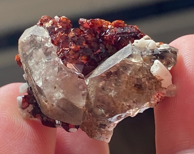 Red Garnet + Quartz Crystal Specimen From Pakistan Natural Rare - Etsy