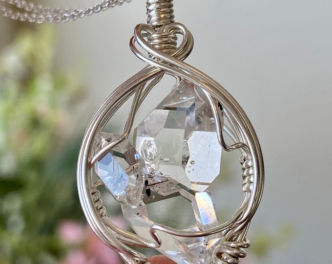 Herkimer Diamond Cluster Pendant A+ Clear Raw Natural NY Double ...