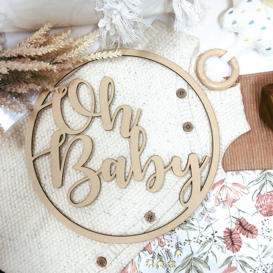 Oh Baby - Baby Shower Wooden Hoop Sign - Event Signage - Custom Made ...