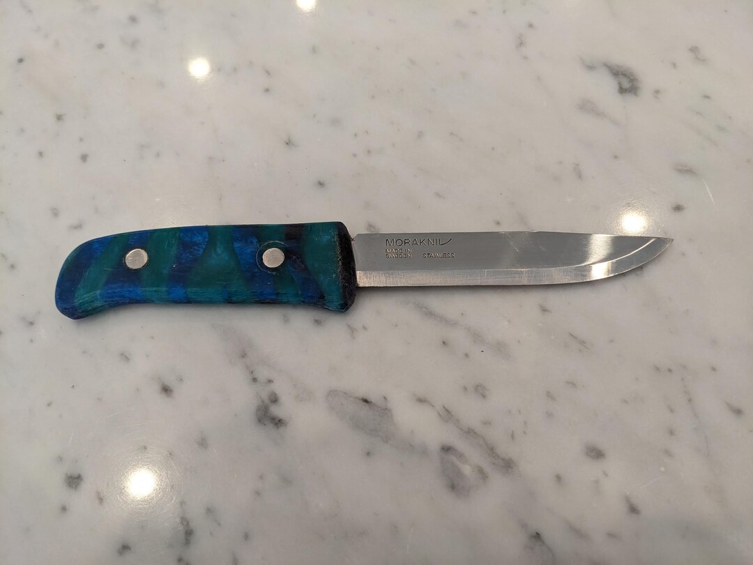 Blue Resin and Steel Cutting Knife - Etsy