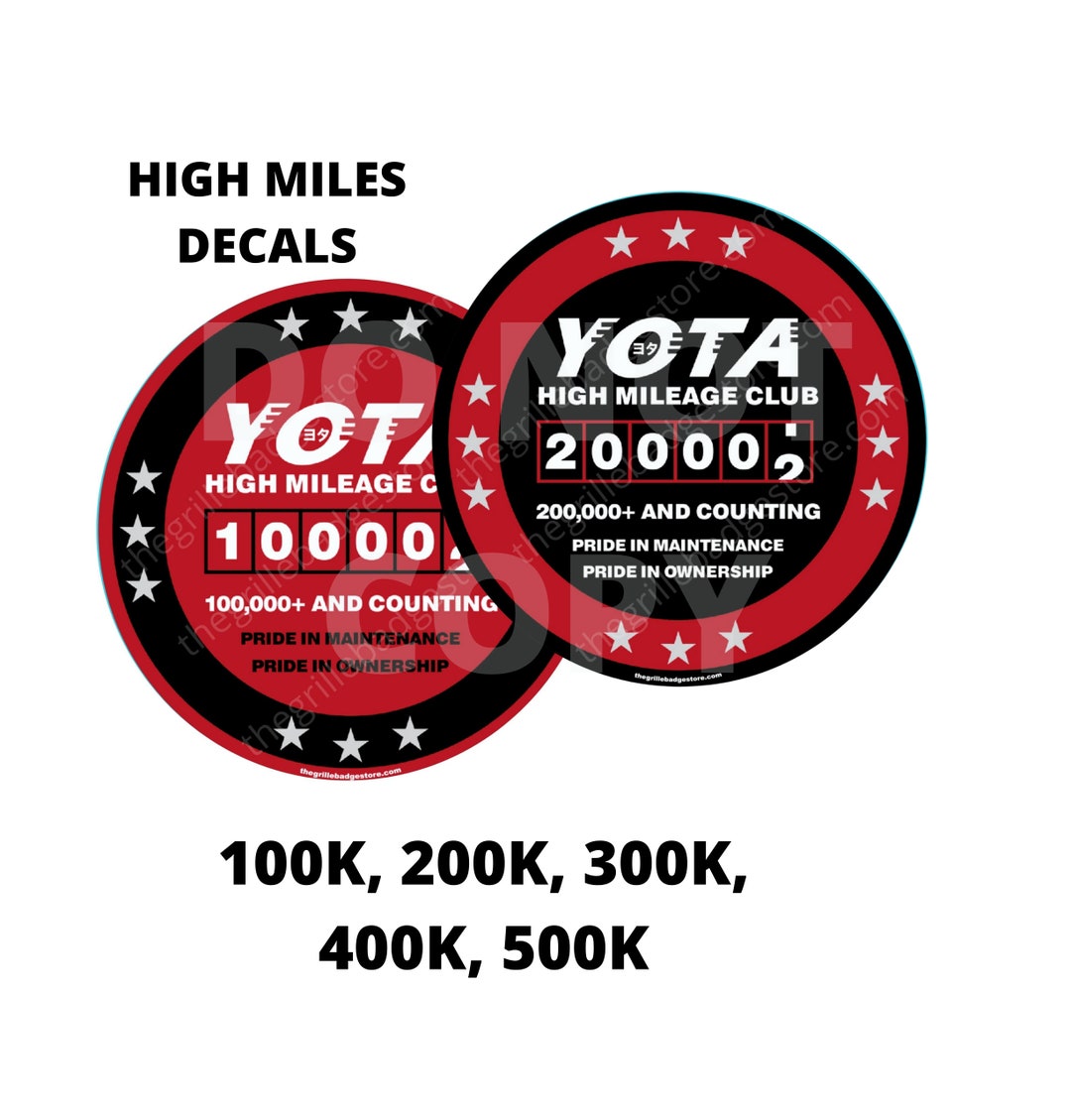 3" High Miles Decal Sticker 100K 200K 300K 400K 500K Fits Many Vehicles ...