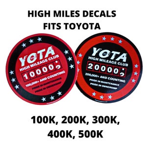 3" High Miles Decal Sticker 100K 200K 300K 400K 500K Fits Many Vehicles ...