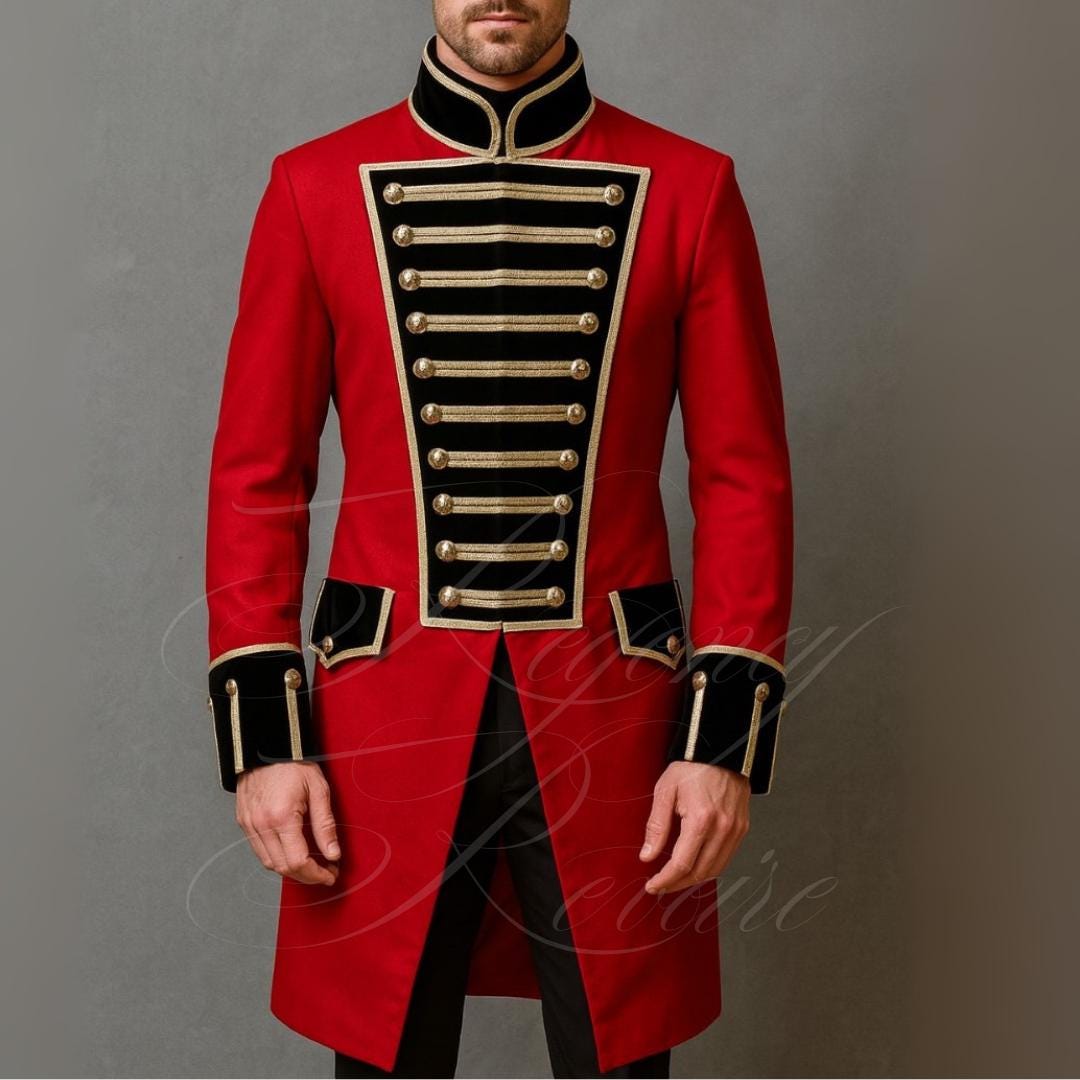 Handmade Red Military Tailcoat: Toy Soldier Officer Coat, Regency ...