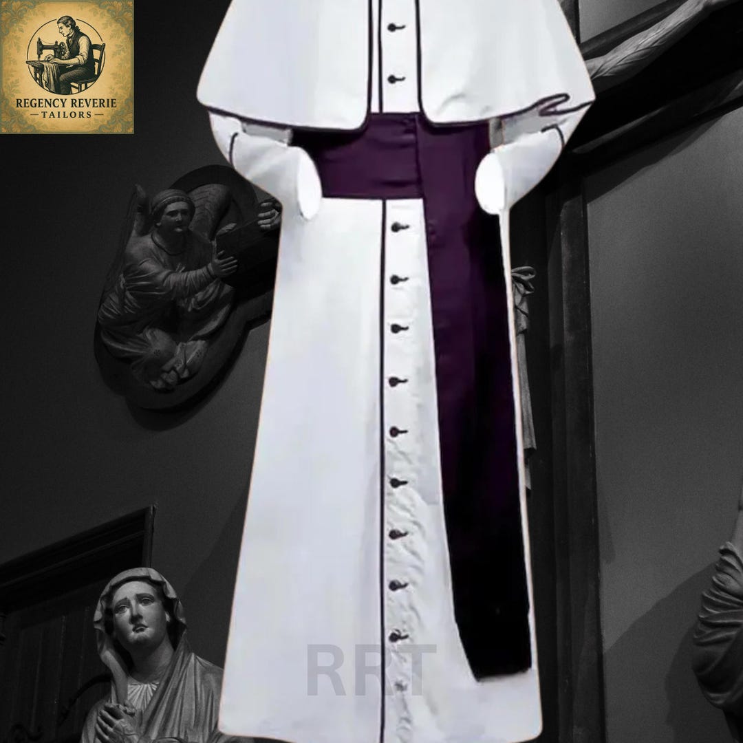 Custom Bishop Cassock With Inverness Cape & Sash– Majestic Clergy Robe ...