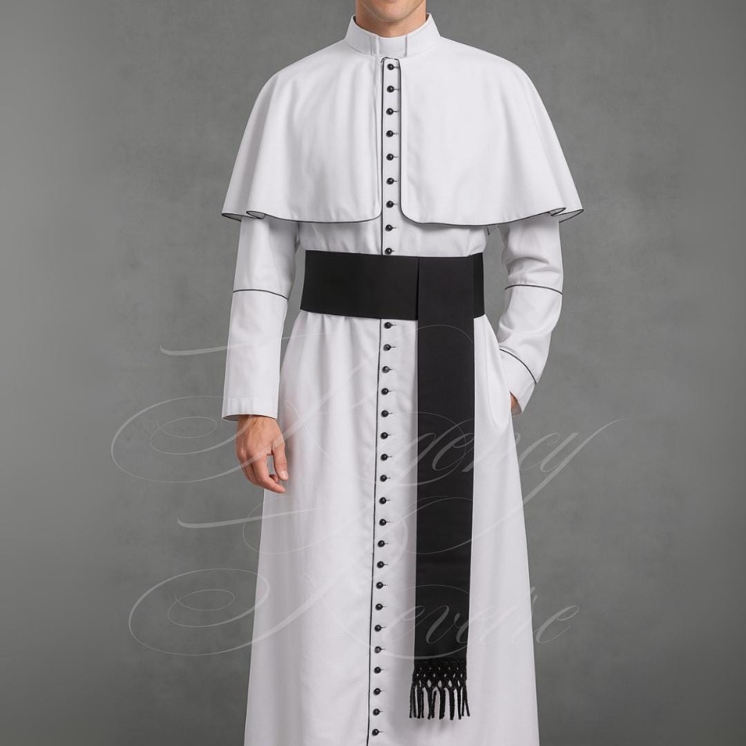 White Catholic Priest Cassock With Cape: Traditional Clergy Vestment - Etsy