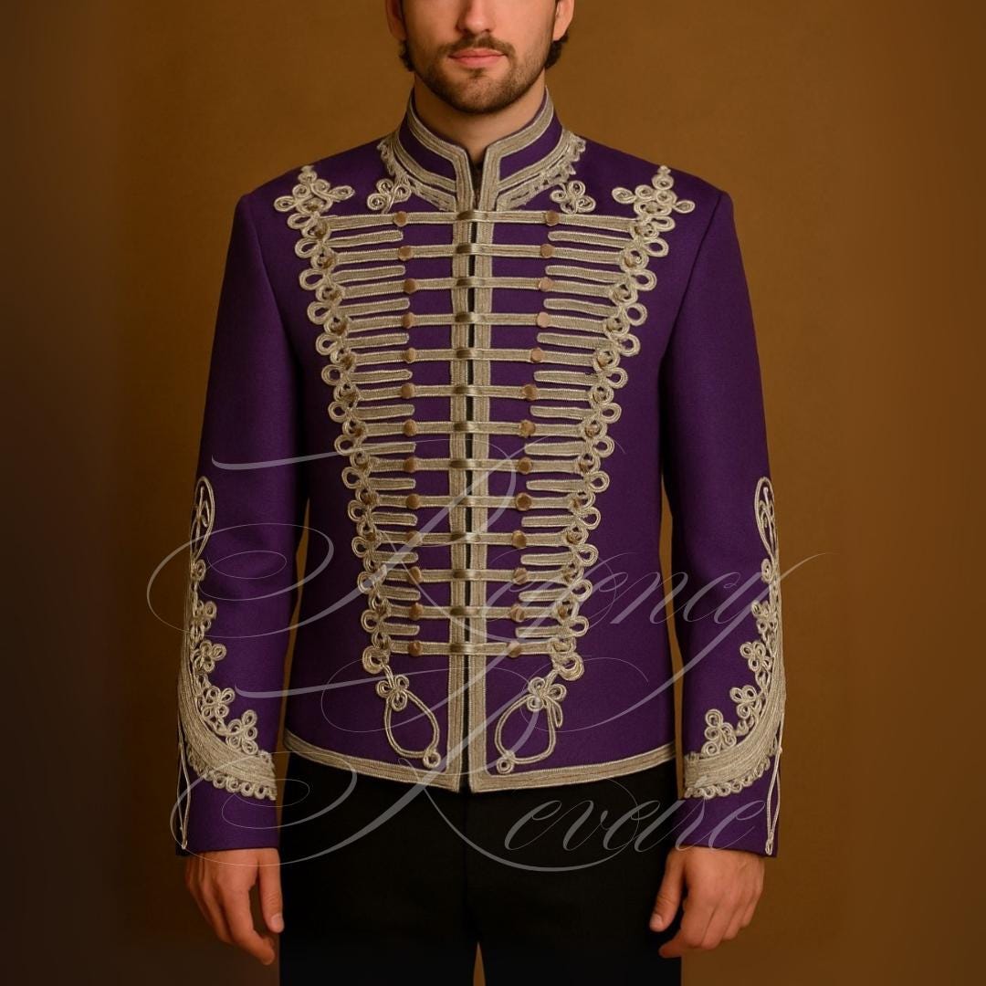 Purple Napoleonic Hussar Military Jacket – Historical Hussar Uniform ...