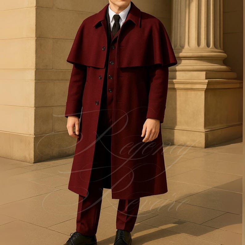 Custom Wool Inverness Cape Coat: Handmade Regency Coachman Cloak - Etsy