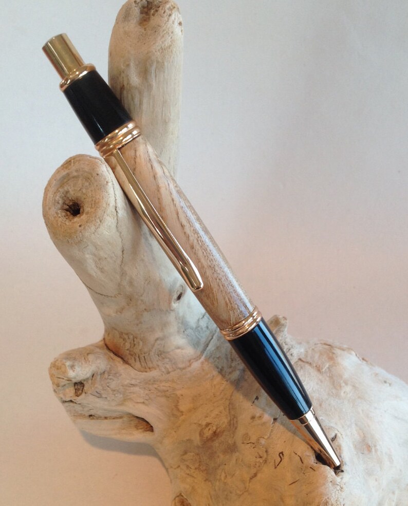 Gatsby Style Click Pen W/black Ash Burl Wood Barrel and Gold/ - Etsy