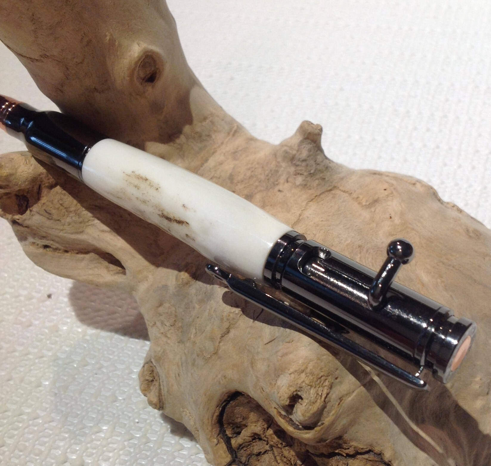Custom Pen made with Elk Antler Barrel and Gun Metal Finish 30 Cal ...