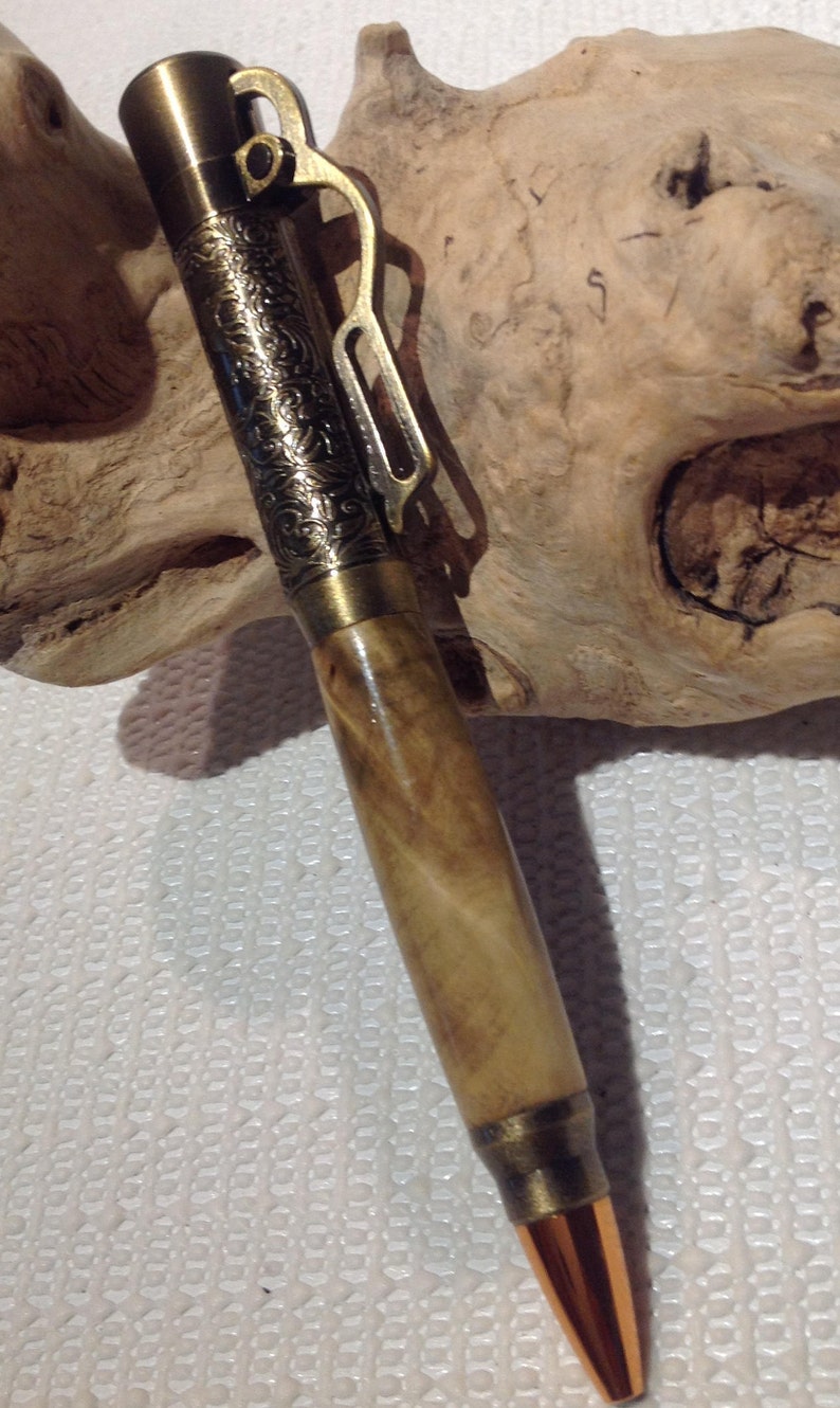 Custom Pen Made W/ Buckeye Burl Barrel, Rifle Lever Action Antique ...