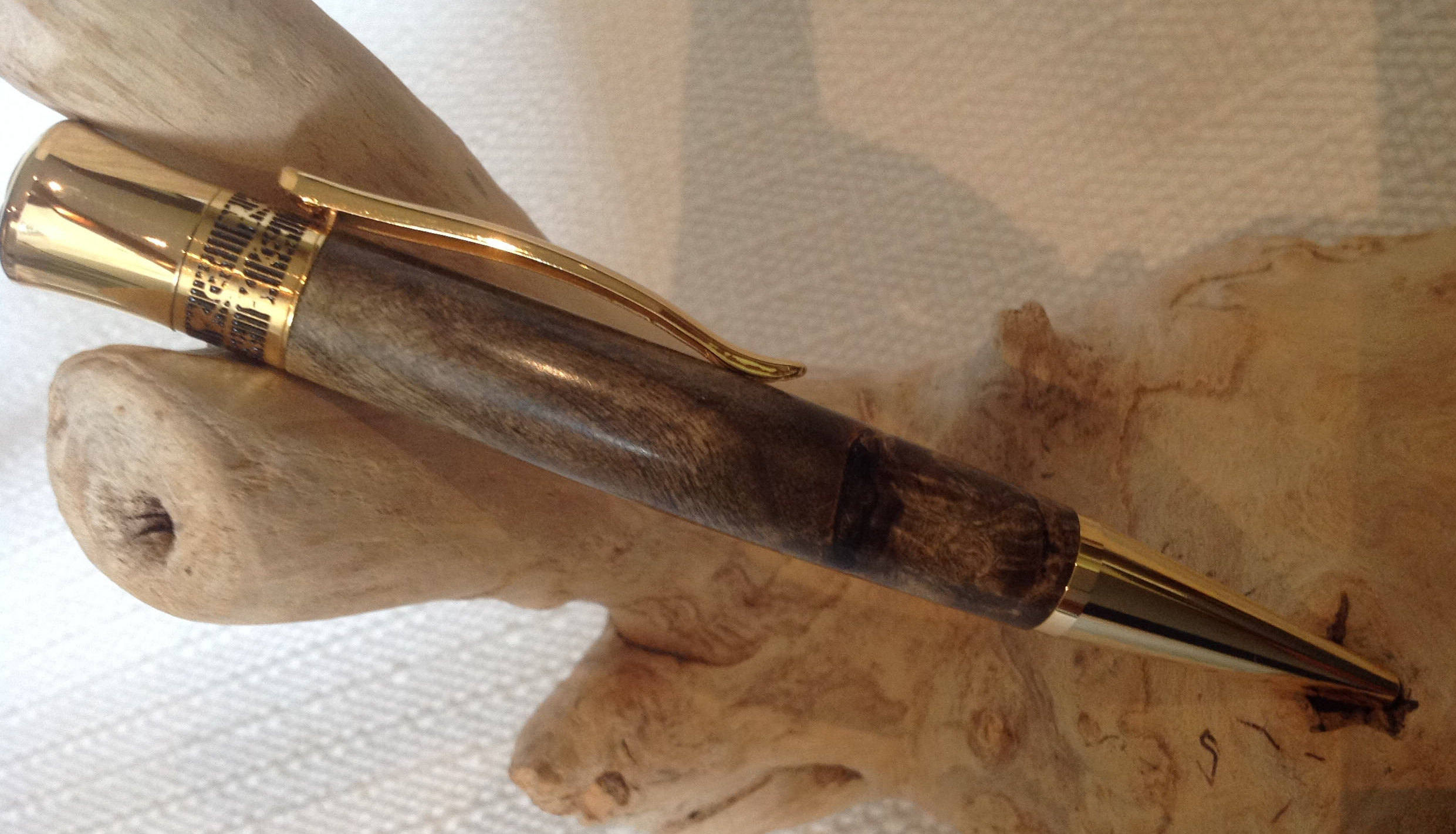 Custom Twist Pen Glacia Style Made W/spalting Oak Barrel With Goldtrim ...