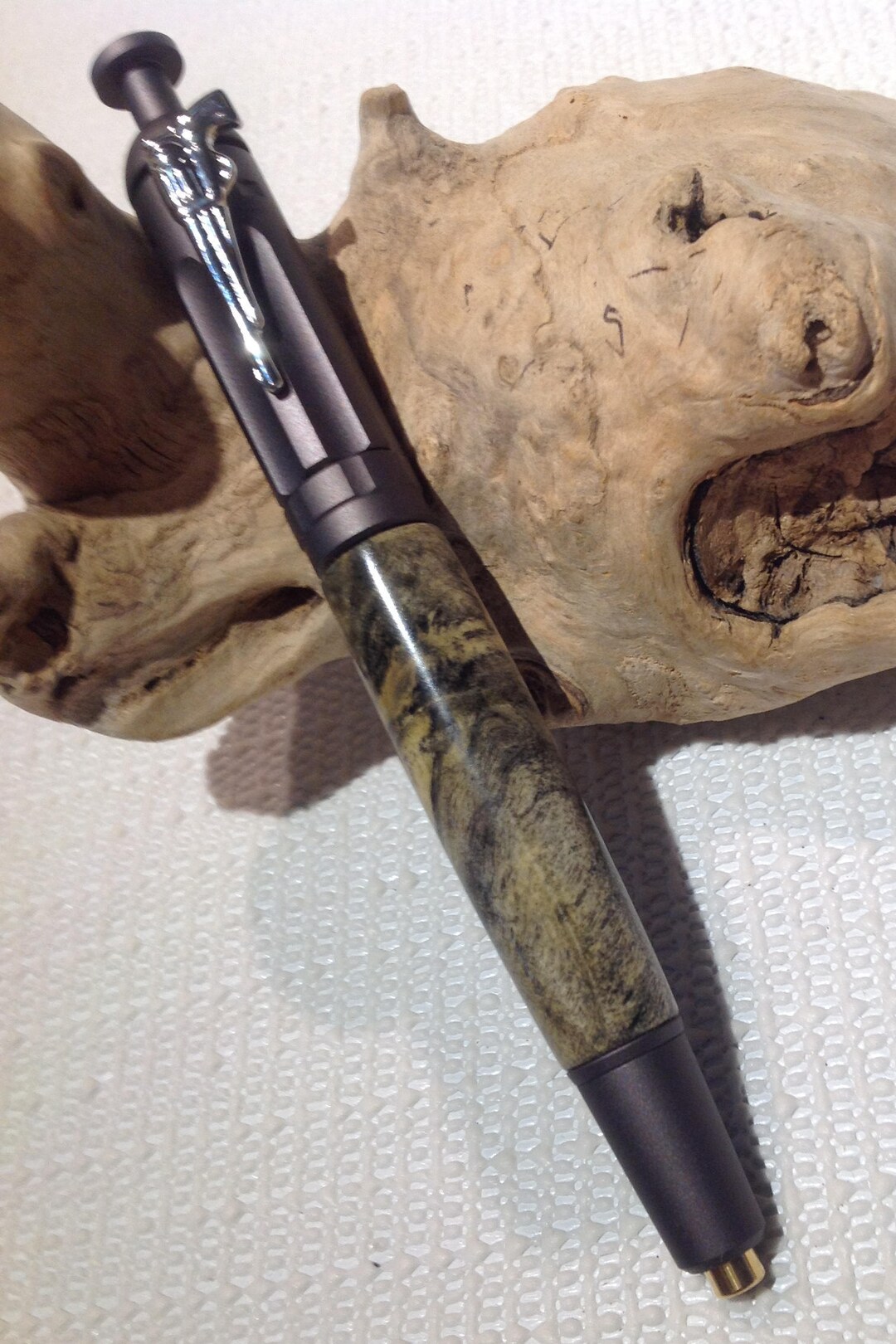 Custom Wood Revolver Action Click Pen W/ Buckeye Burl and Gun Metal ...