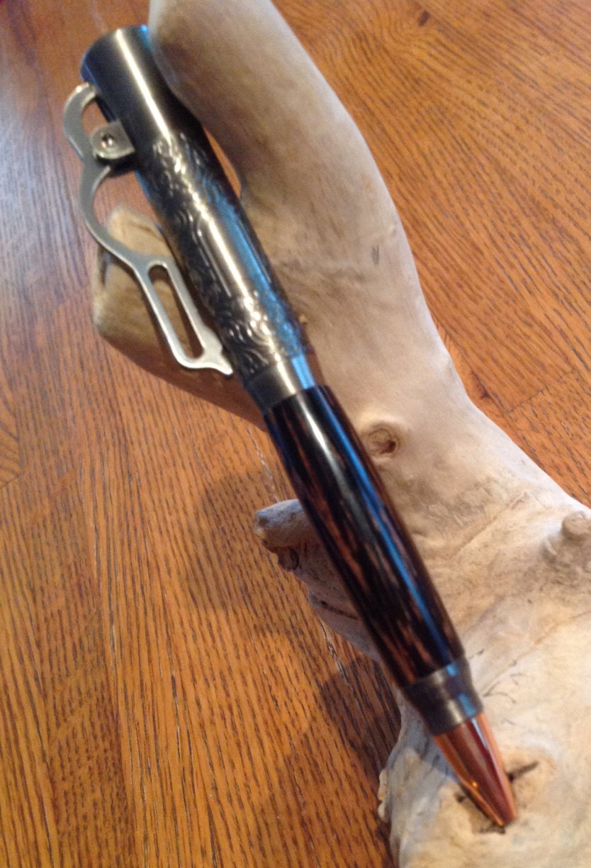 Black Palm Wood Barrel Custom Rifle Lever Action Antique Nickle Bullet ...