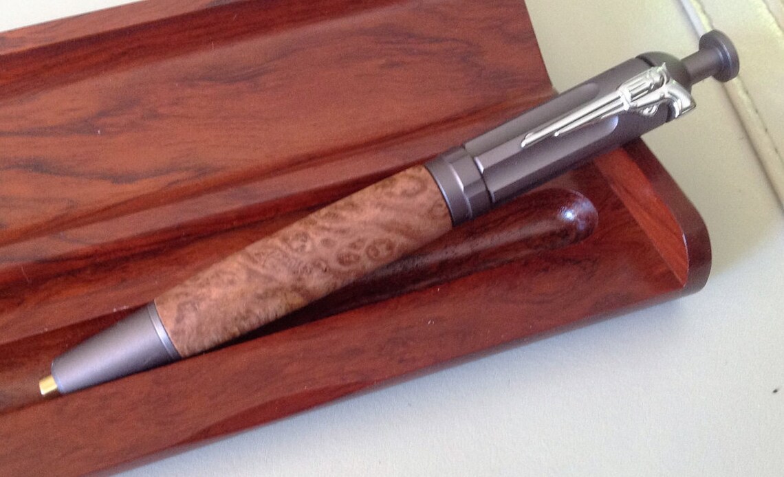 Wood Revolver Action Click Pen W/ Hard Maple Burl Barrel and - Etsy