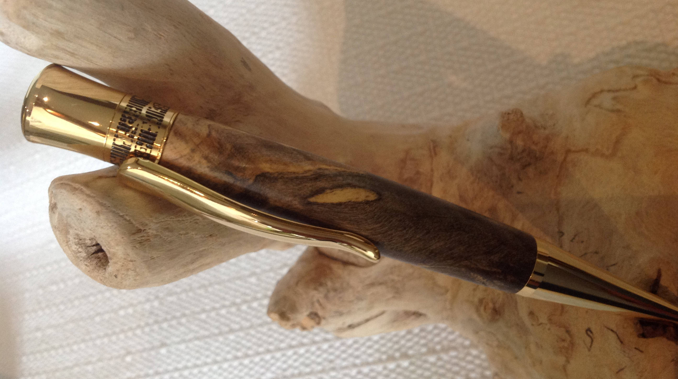 Custom Twist Pen Glacia Style Made W/spalting Oak Barrel With Goldtrim ...