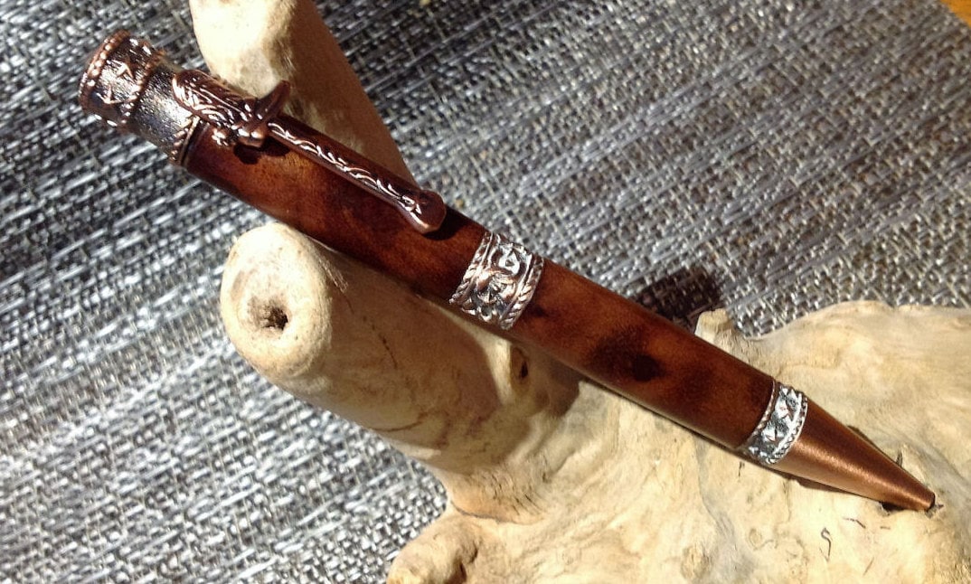 Peruvian Walnut Western Twist Pen with Copper Trim (#1906)