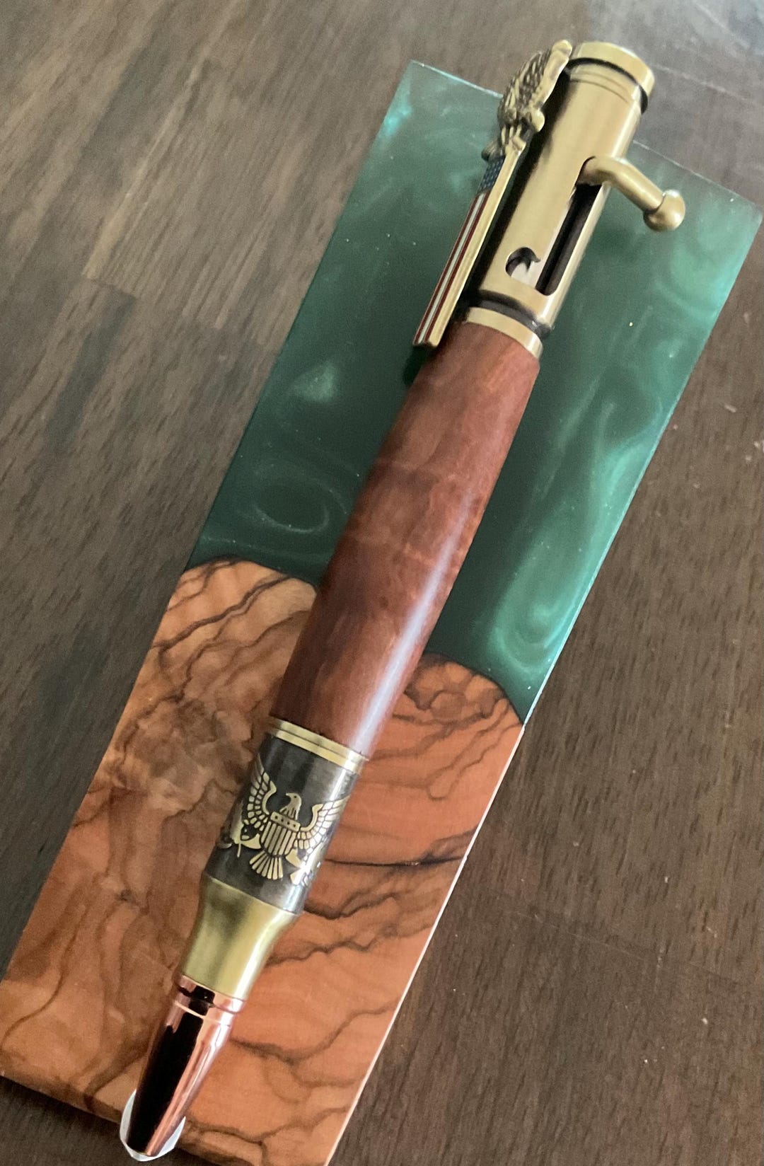 100 Year Apple Wood 30 Cal Bolt Action Patriot Pen With Polish Brass ...