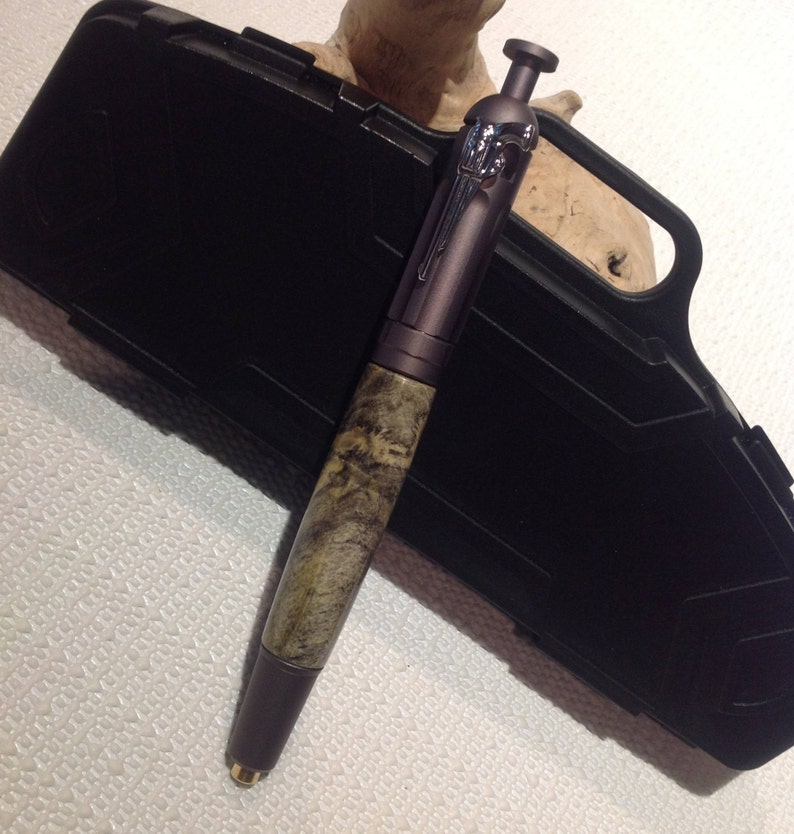 Custom Wood Revolver Action Click Pen W/ Buckeye Burl and Gun Metal ...