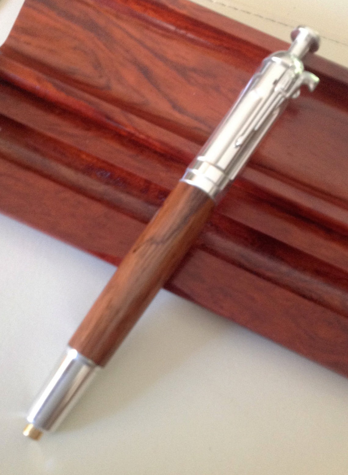 Wood Revolver Action Click Pen W/ Amazon Rosewood Barrel and Chrome ...
