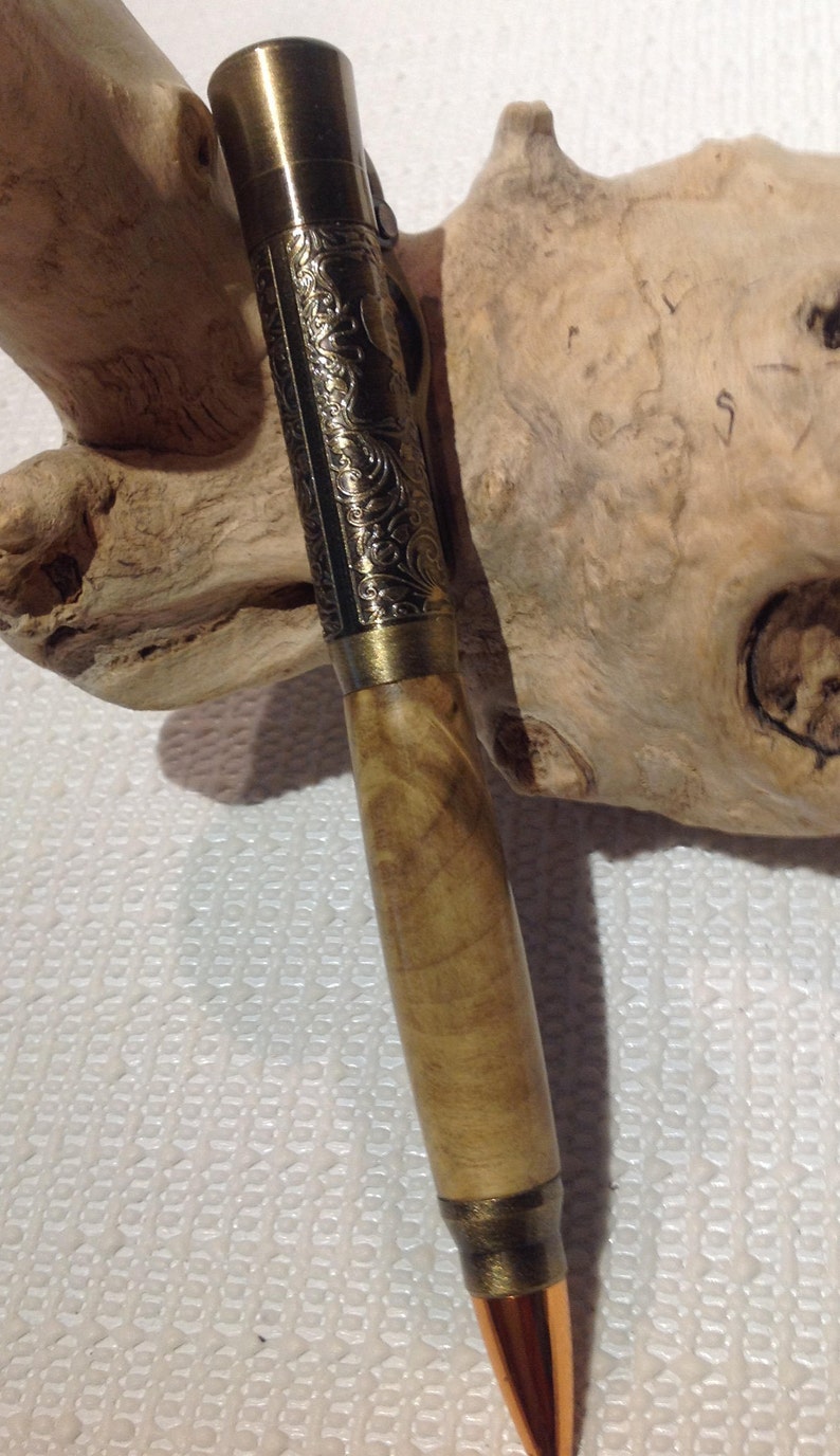 Custom Pen Made W/ Buckeye Burl Barrel, Rifle Lever Action Antique ...