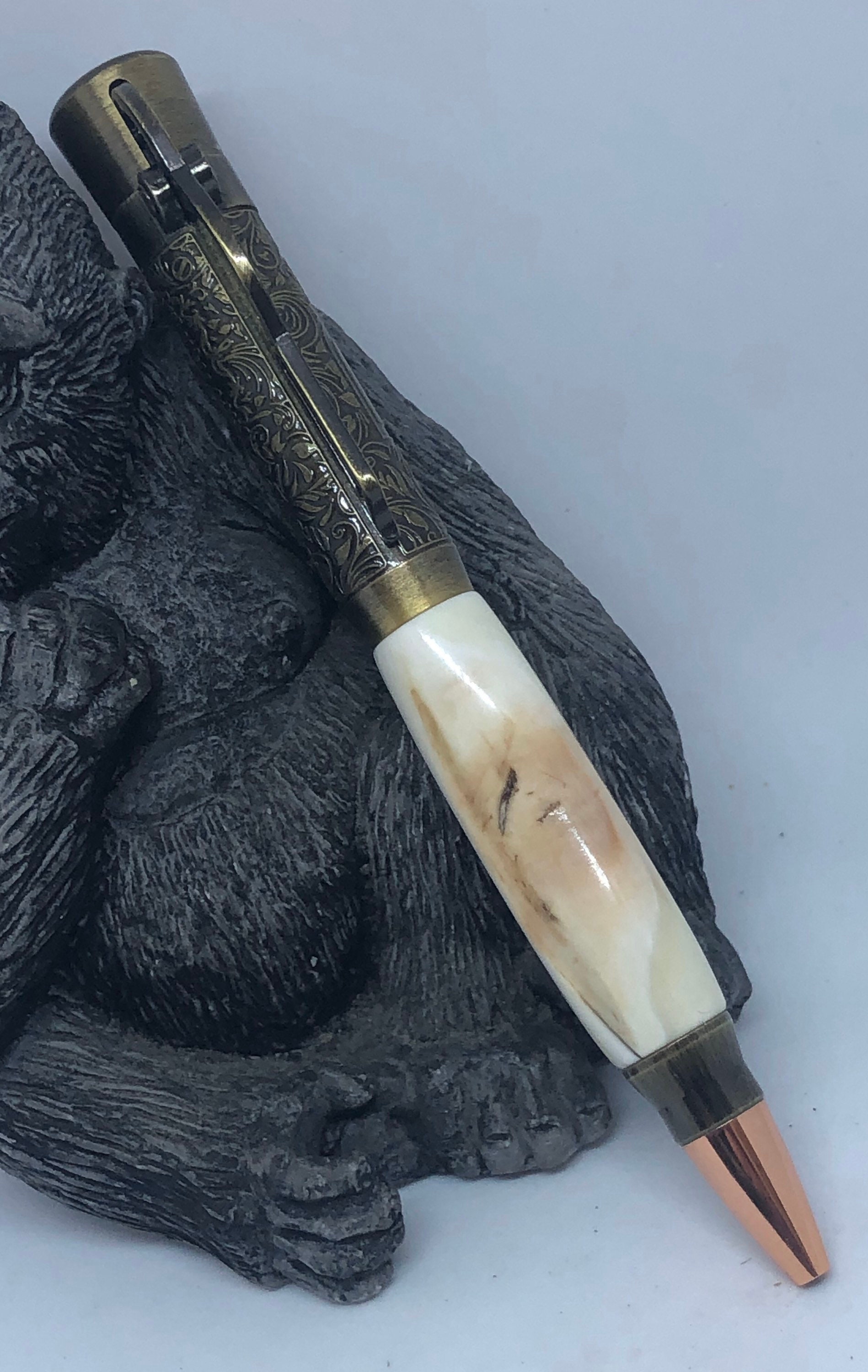 Custom Pen made W/ WARTHOG Barrel Rifle Lever Action Antique Brass ...
