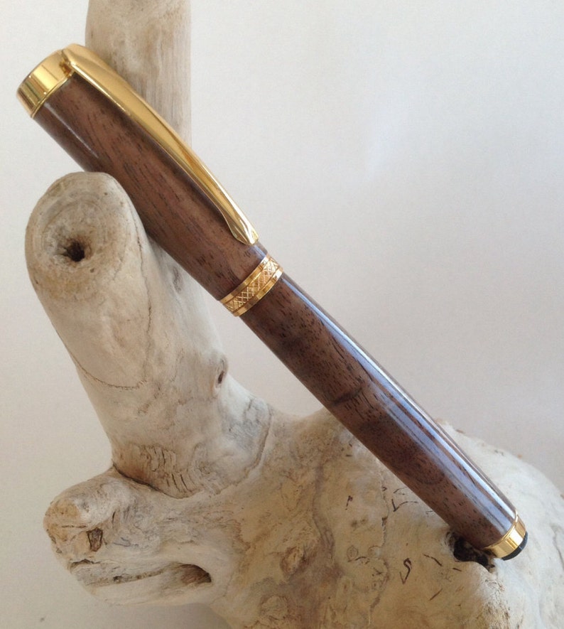 Black Walnut Wood Orion Two Piece Pen With Gold Trim (#1302) - Etsy