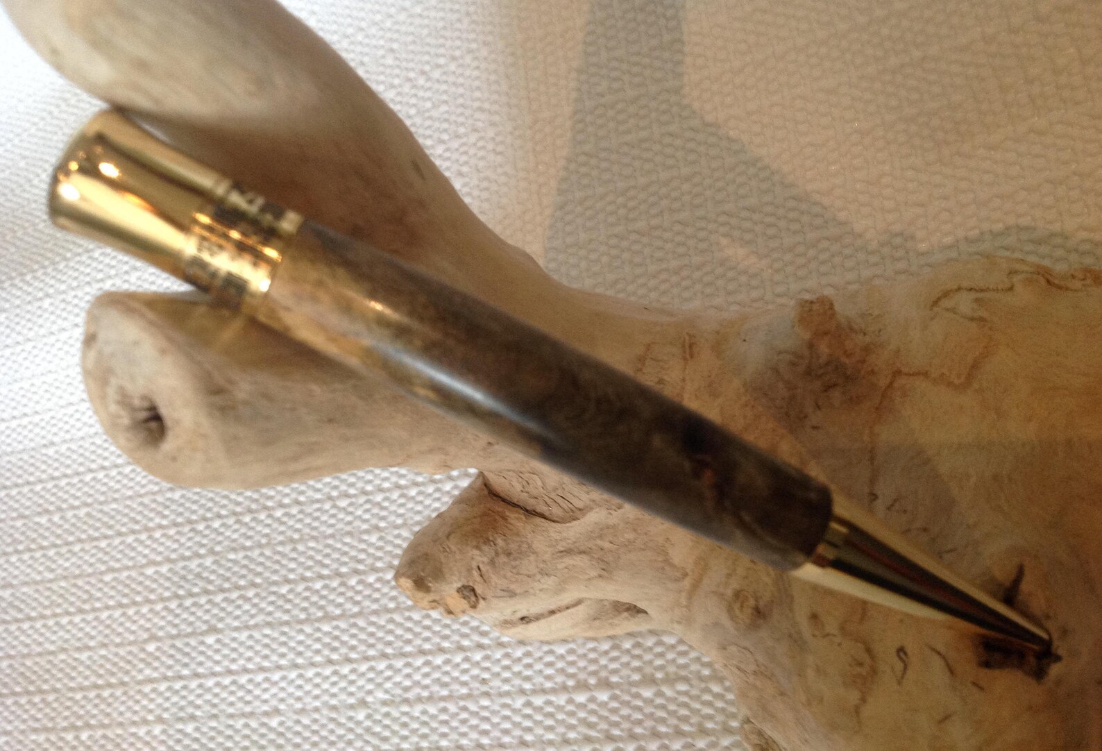 Custom Twist Pen Glacia Style Made W/spalting Oak Barrel With Goldtrim ...