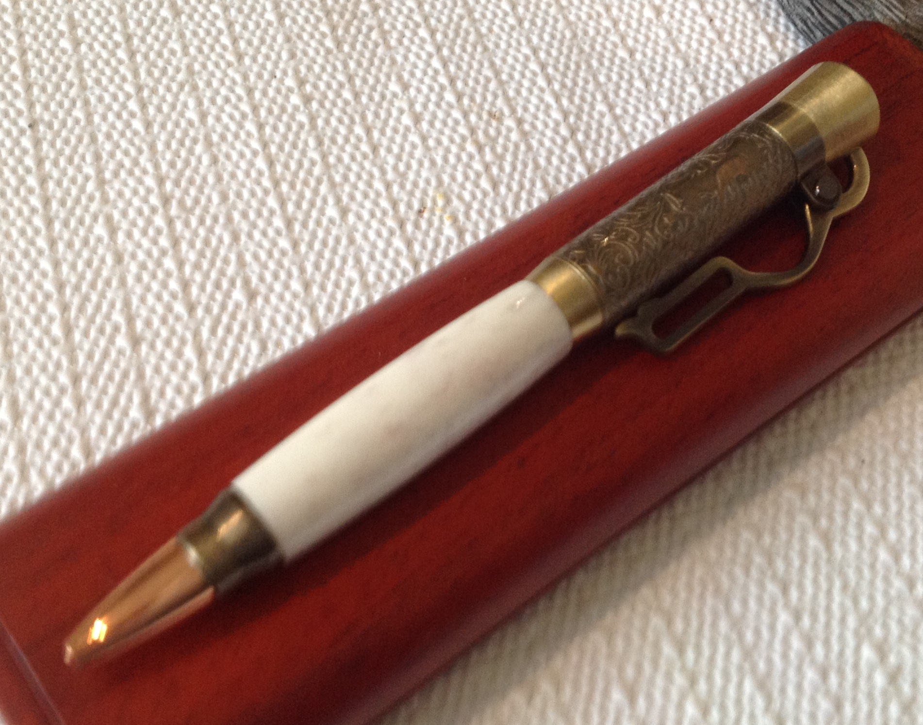 Custom Pen made w/ Elk Deer Barrel, Rifle Lever Action Antique Brass ...