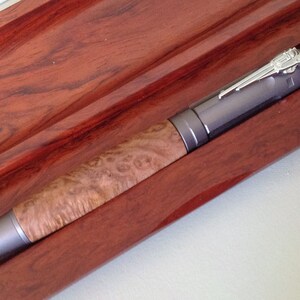 Wood Revolver Action Click Pen W/ Hard Sugar Maple Burl Barrel and Gun ...