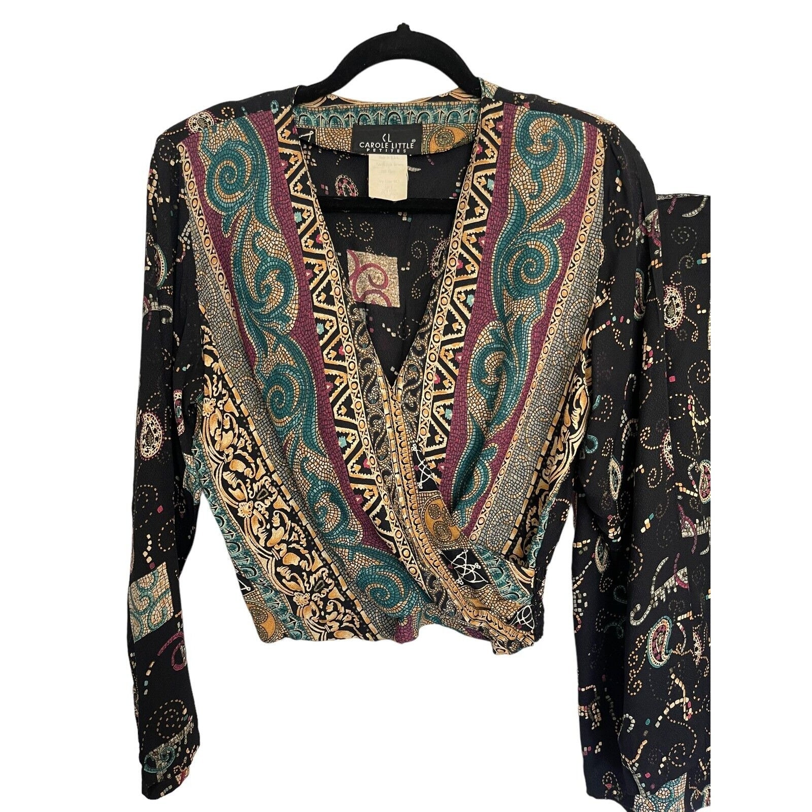 Vintage Carole Little Petites Long Sleeve V-neck Top & Skirt 2 Piece ...