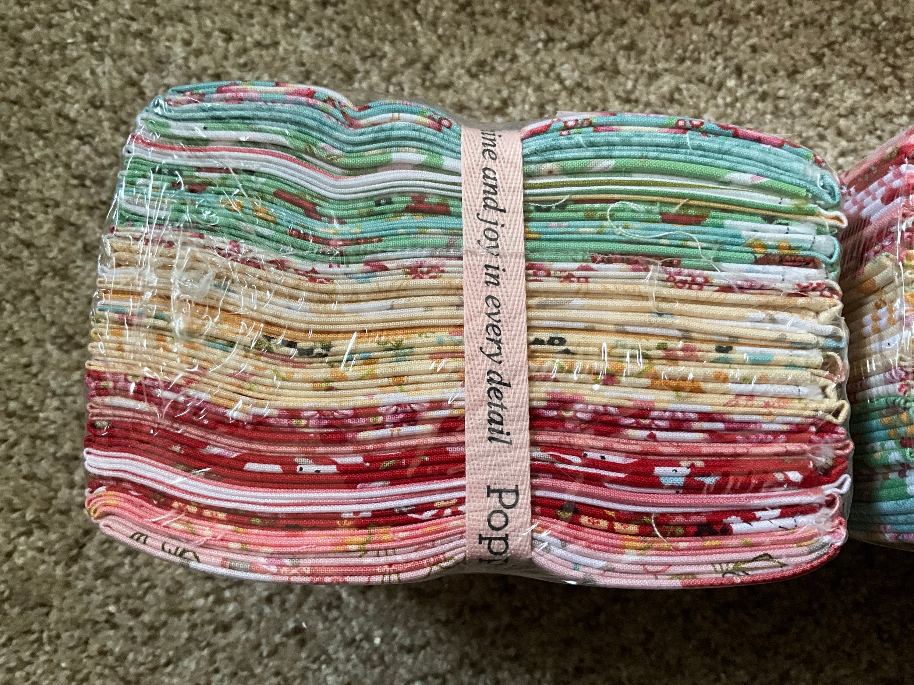 Poppies Patchwork FQ Bundle of 21, Cheerful Shades of Fabric, Poppie Cotton Fabric. Bunnies ...