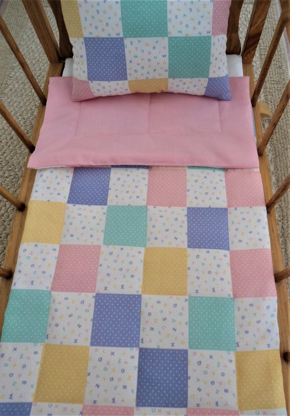 Patchwork Doll Bedding Set Doll Blanket and Pillow | Etsy