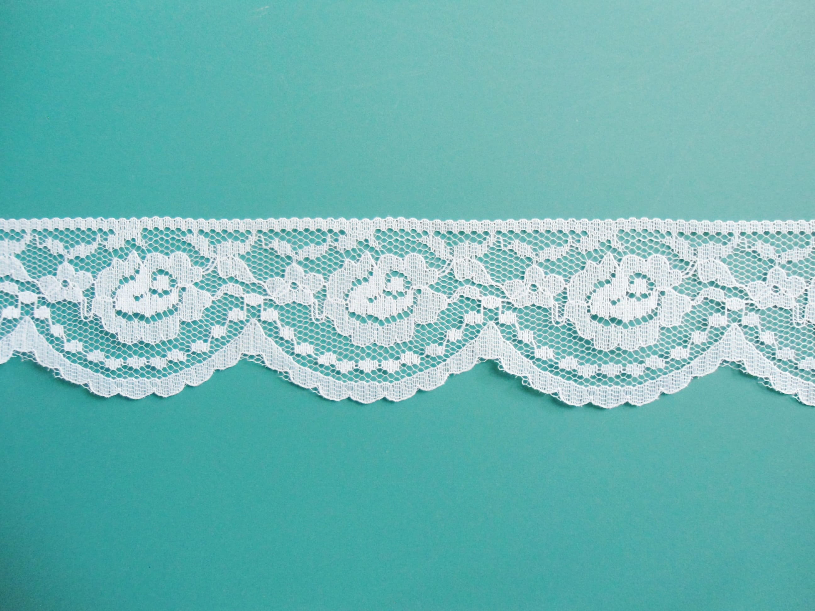 White Lace Trim 2 Scalloped Trim Craft Lace Floral | Etsy