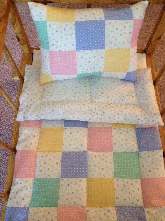 Patchwork Doll Bedding Set Doll Blanket and Pillow | Etsy