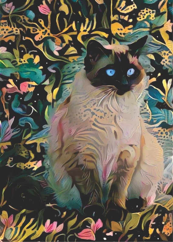 Sashimi Siamese Cat Digital Art Print Animal Art for Animal | Etsy