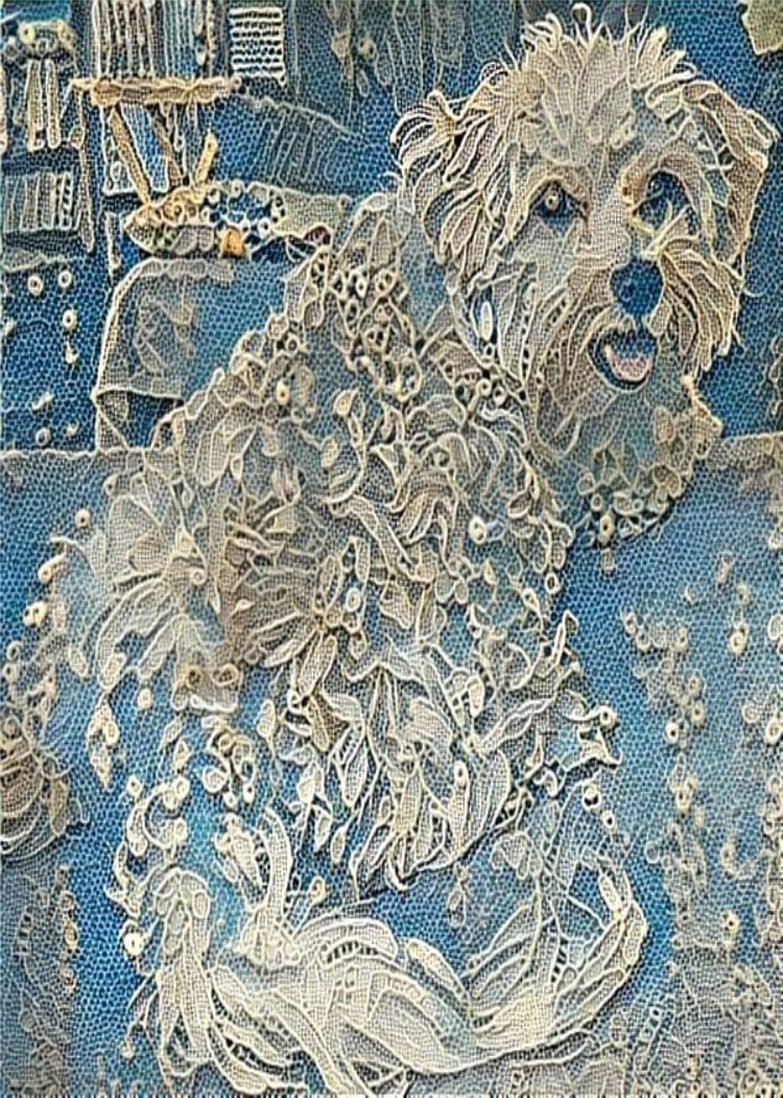 Poppy Dog Lace Style Digital Art Print Animal Art for Animal | Etsy