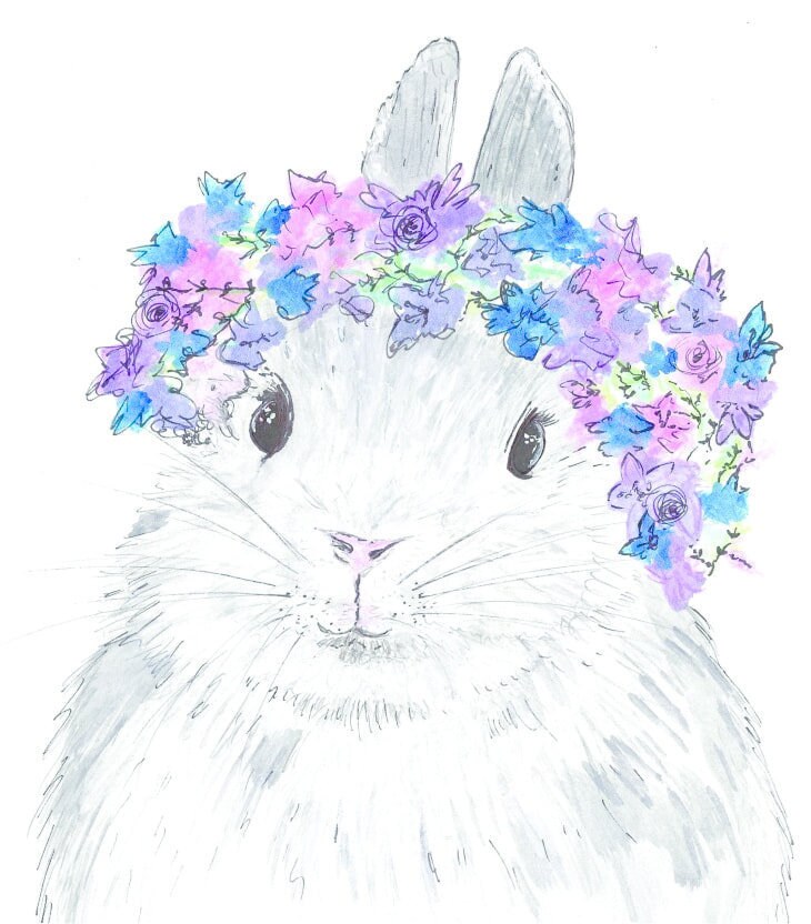 Jasmine Flower Queen Bunny Art Print Animal Art for Animal Lovers Gift ...