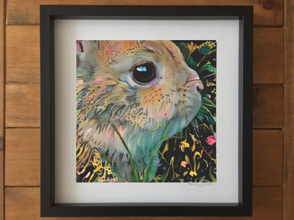 Flower Bunny Art Print Bunny in Garden with Flowers Flower | Etsy